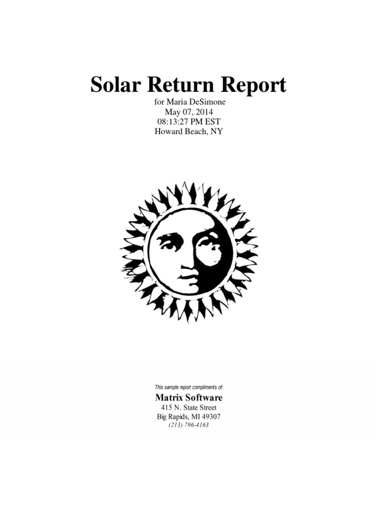 Solar Return Report | PDF | Planets In Astrology | Astrology