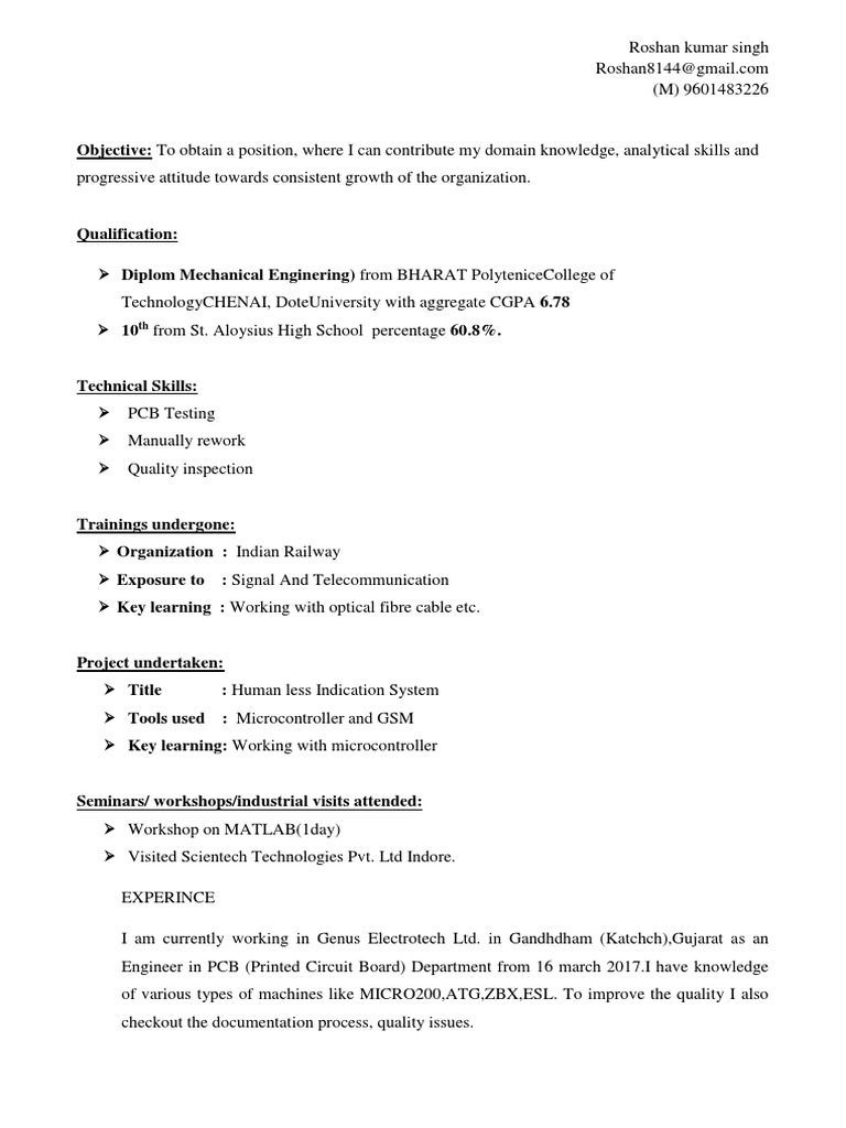 Diploma Resume
