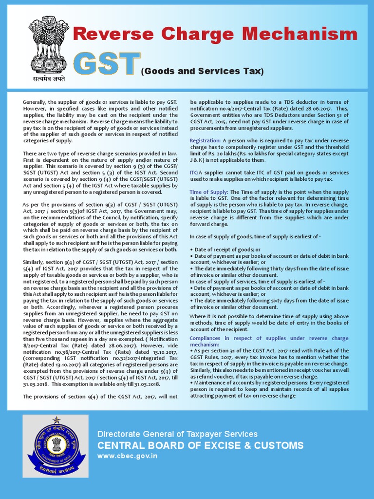 Reverse Charge Mechanism | PDF | Value Added Tax | Taxes