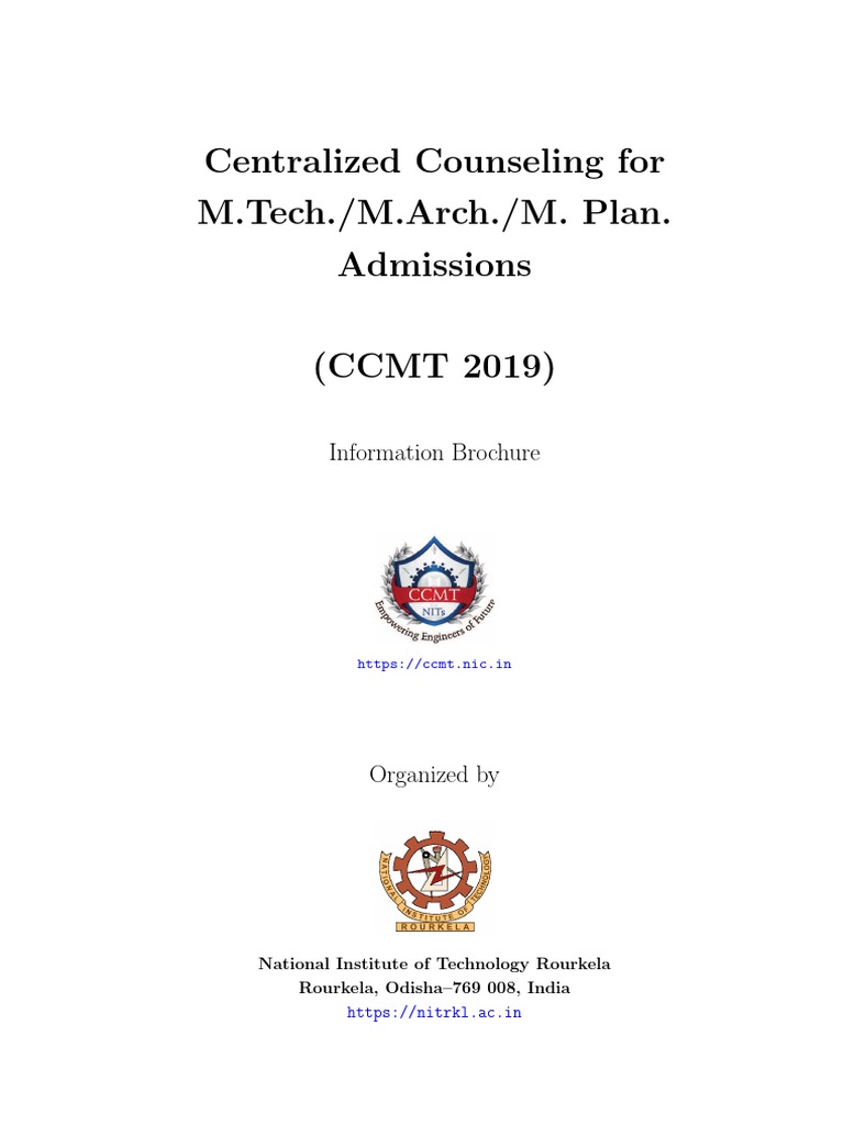 Centralized Counseling For M.Tech./M.Arch./M. Plan. Admissions | PDF ...