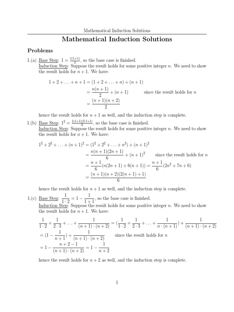 Mathematical Induction Solutions: Problems | PDF | Mathematical Objects ...