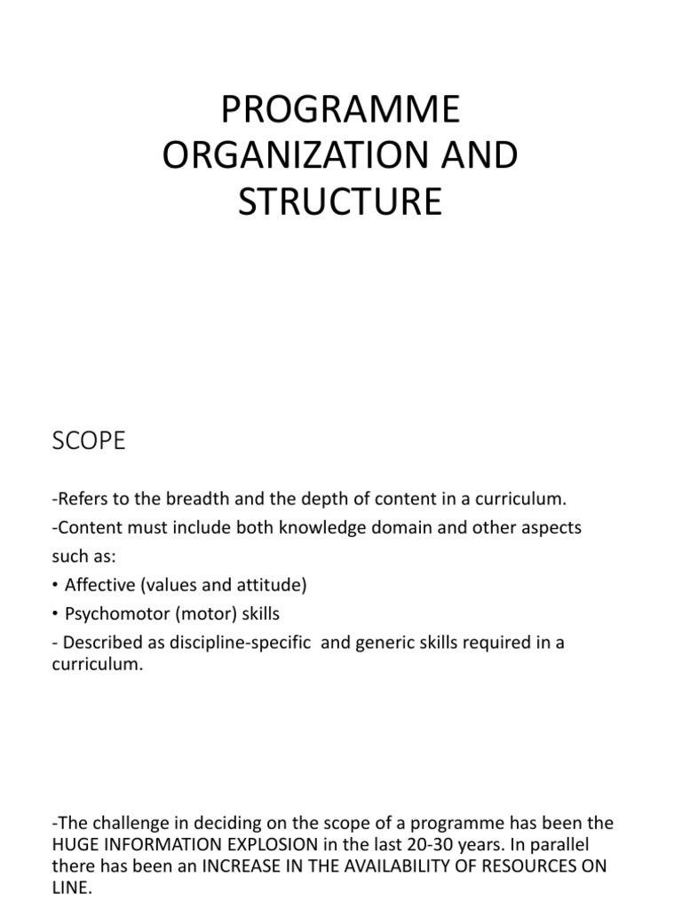 Programme Organization and Structure | PDF