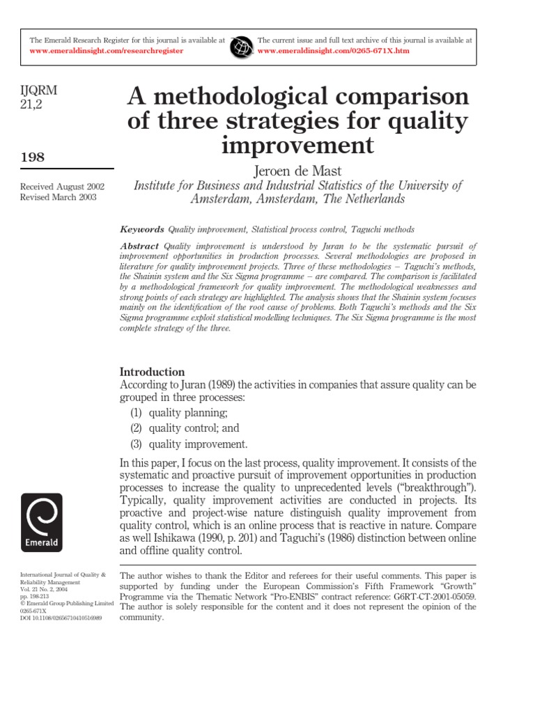 A Methodological Comparison of Three Quality Improvement Strategies ...