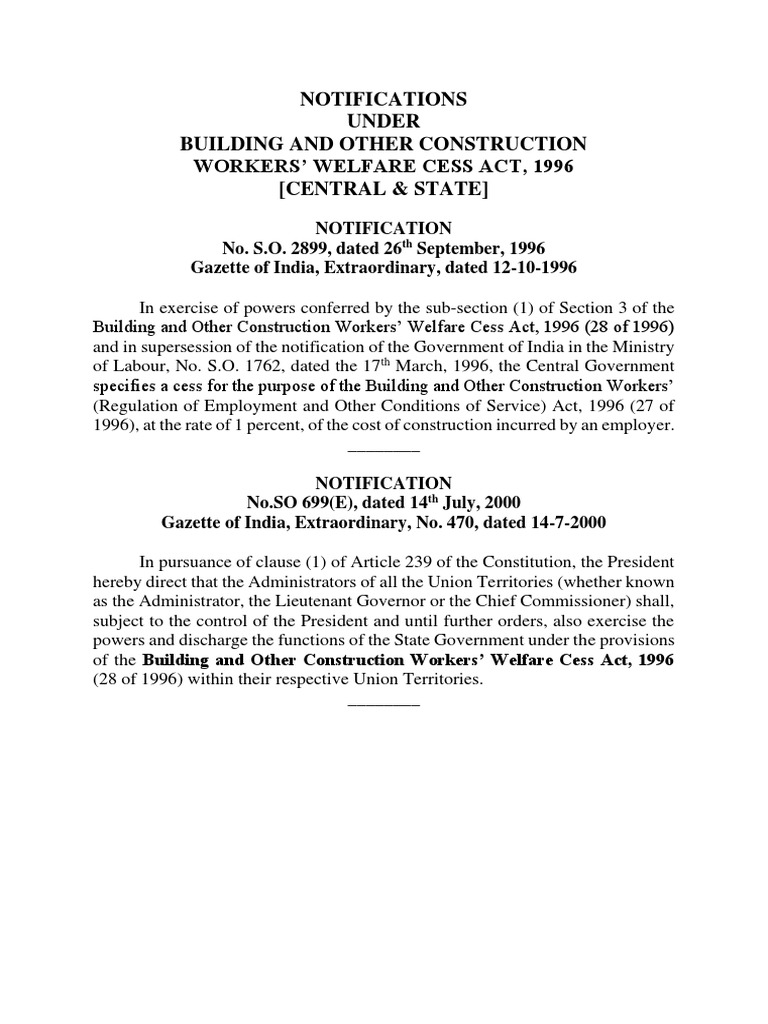 Cess 1 Notification | PDF | Payments | Employment