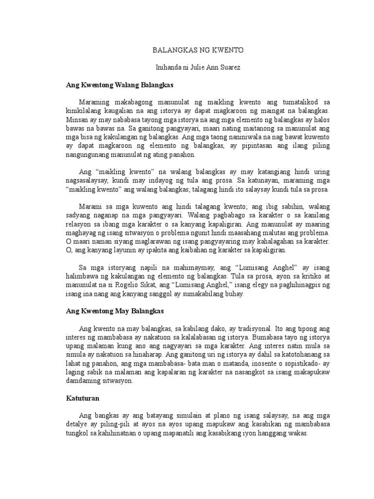 Pagbabalangkas NG Kwento | PDF