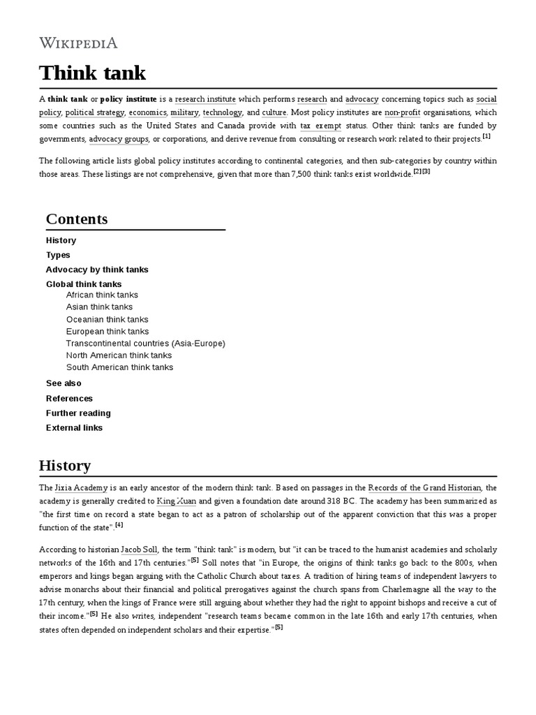 Think Tanks | PDF | Think Tank | Political Science