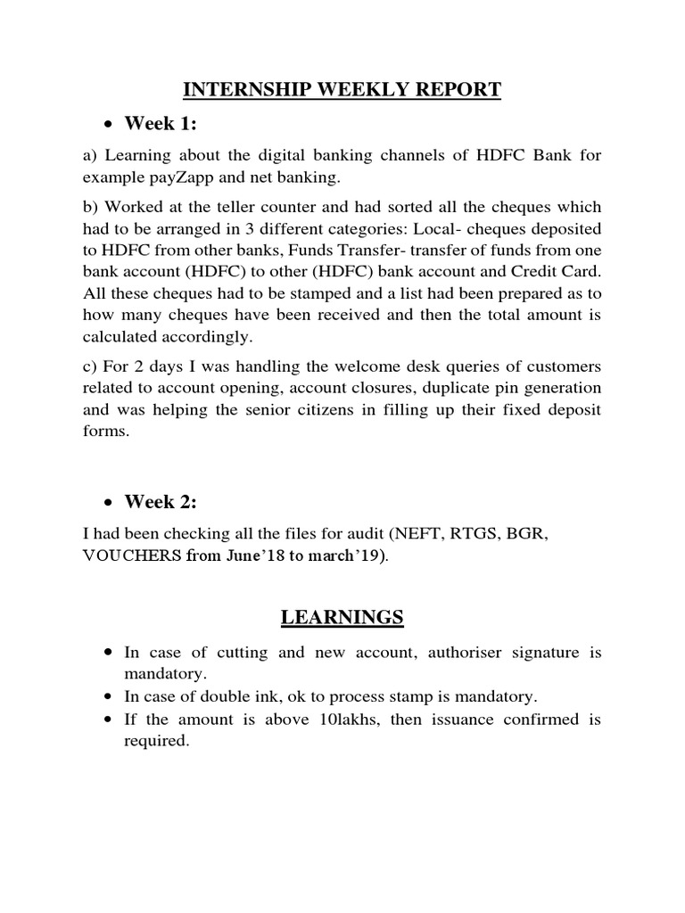 Week 1:: Internship Weekly Report | PDF