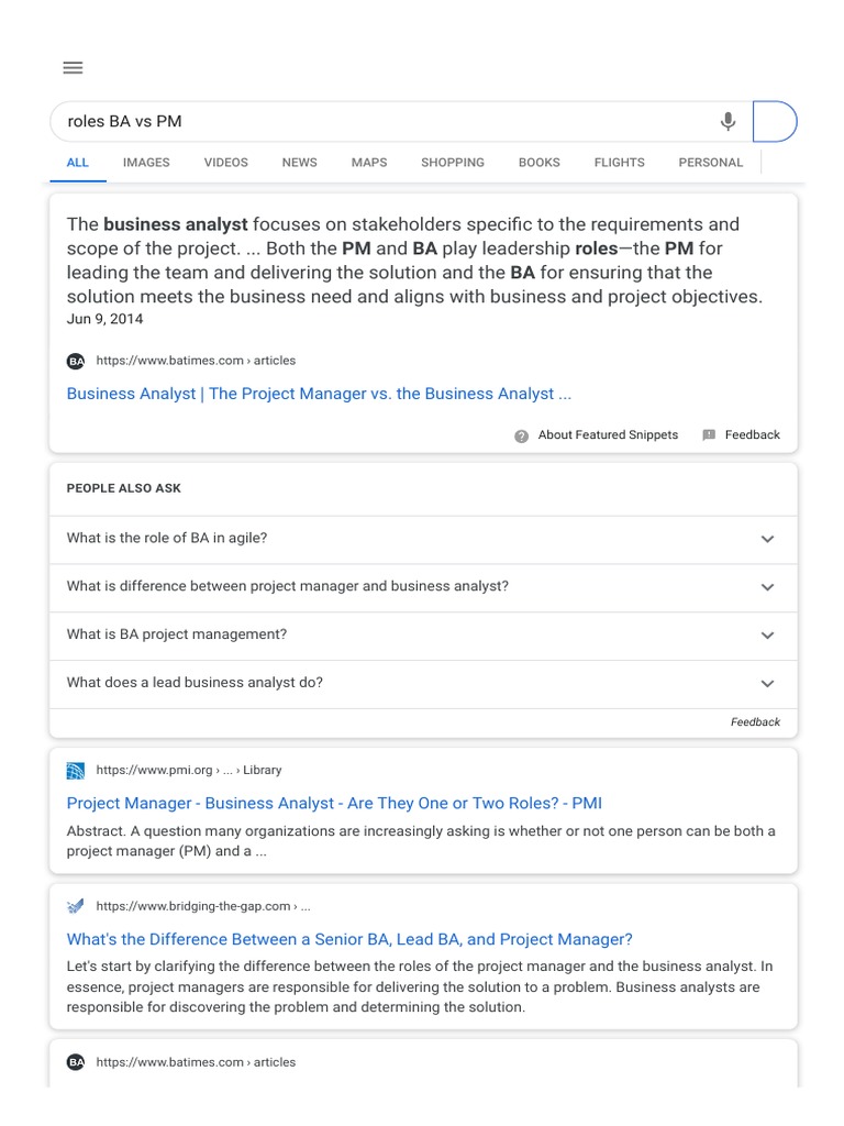 Roles BA Vs PM - Google Search | PDF | Computing | Information ...