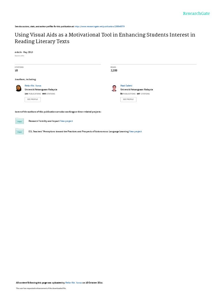 Visual Aids Boosting Literary Reading Interest | PDF | Educational ...