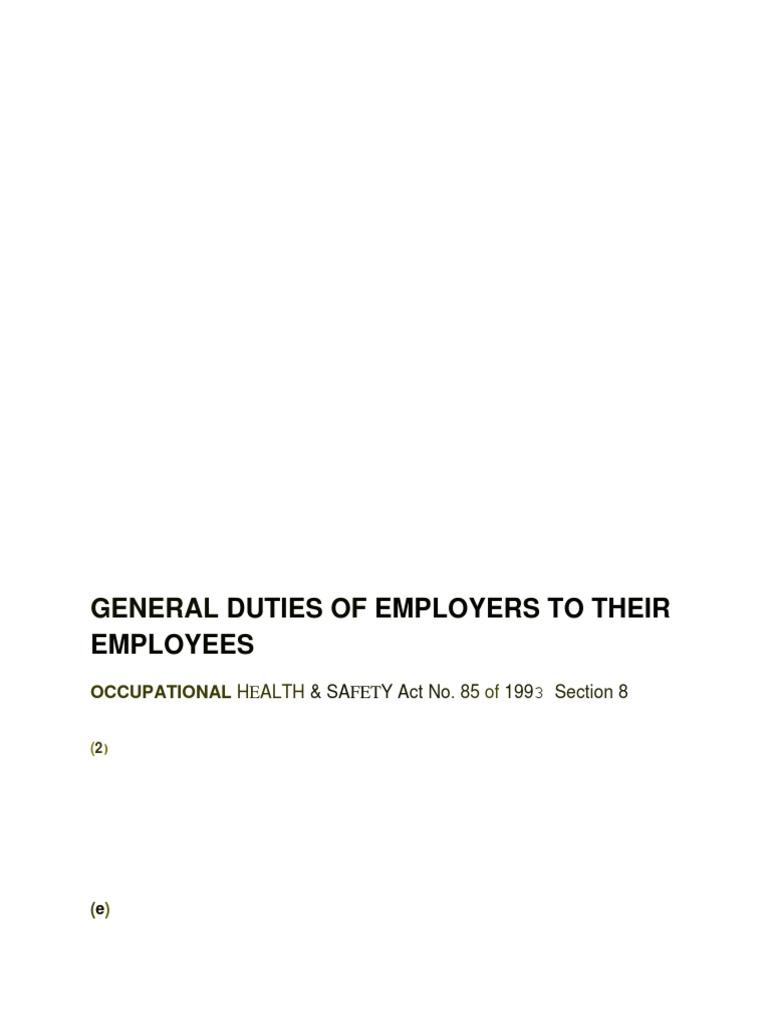 General: Duties Employees | PDF | Occupational Safety And Health ...
