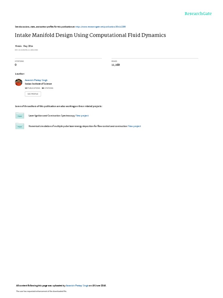 Intake Manifold Design | PDF | Computational Fluid Dynamics | Internal ...