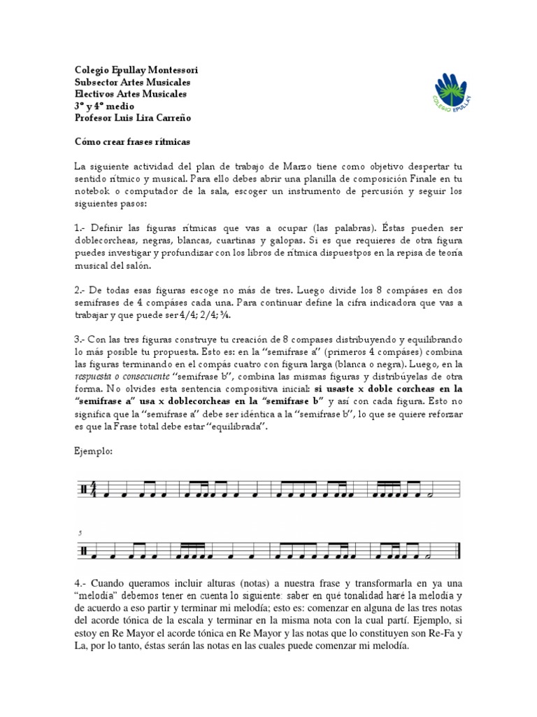 Actividad Cómo Crear Frases Rítmicas | PDF