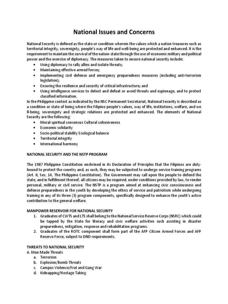 National Issues and Concerns | National Security | Social Sciences