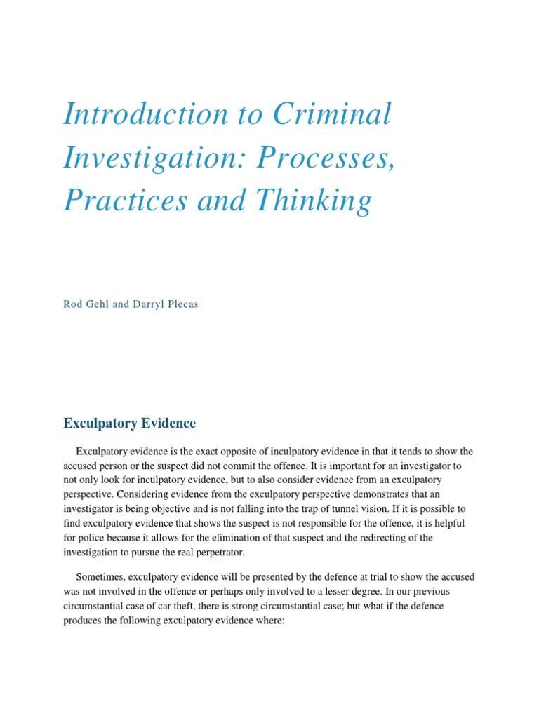 Introduction To Criminal Investigation: Processes, Practices and ...