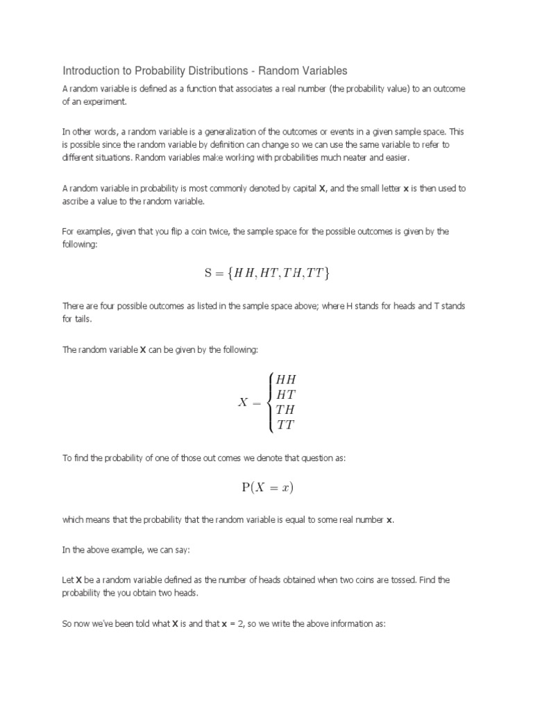 Introduction To Probability Distributions - Random Variables | Download Free PDF | Random ...