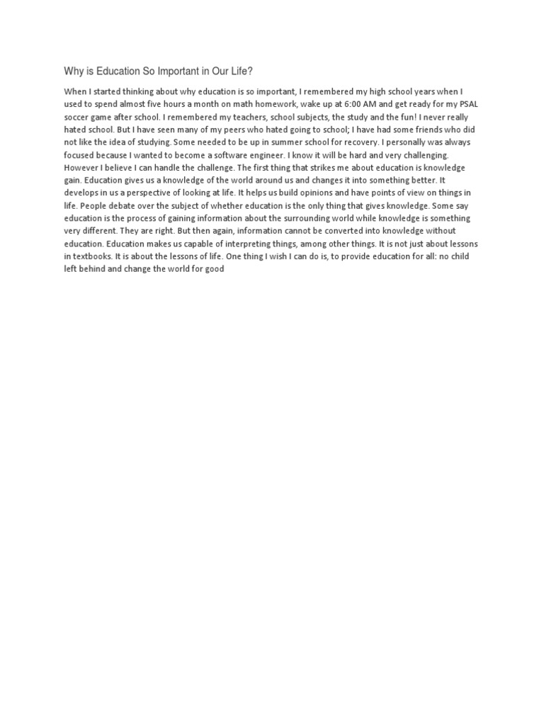 Why Is Education So Important in Our Life? | PDF