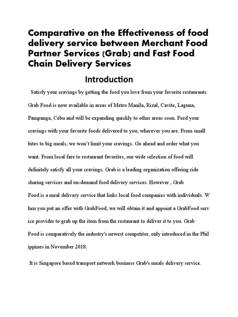 The Effect of Food Grab To The Fast Food Chain Delivery | PDF ...