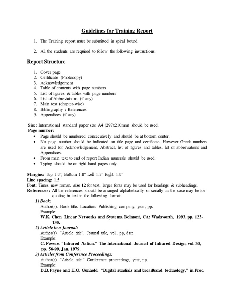 Training Report Guidelines | PDF | Written Communication | Communication