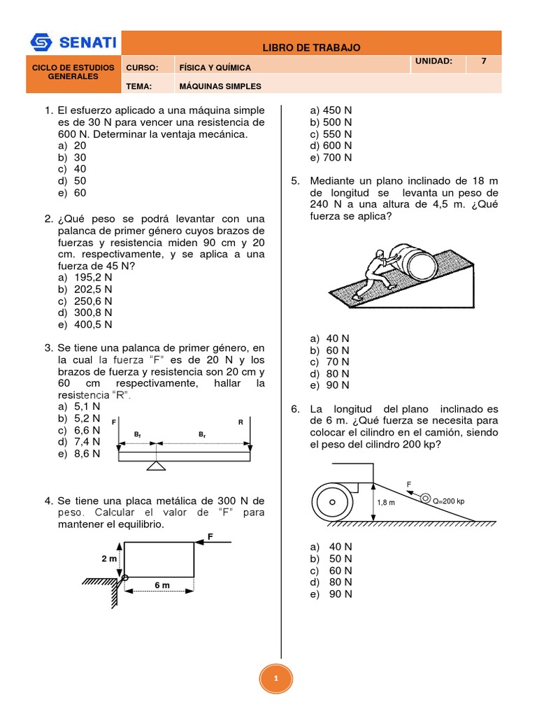 U7 LT Máquinas Simples | PDF | Máquinas | Ingeniería mecánica