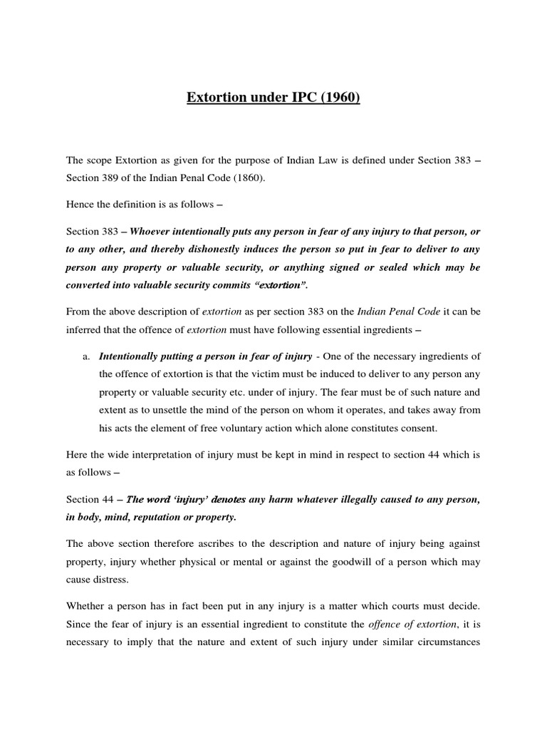 Extortion Under IPC | PDF | Extortion | Robbery