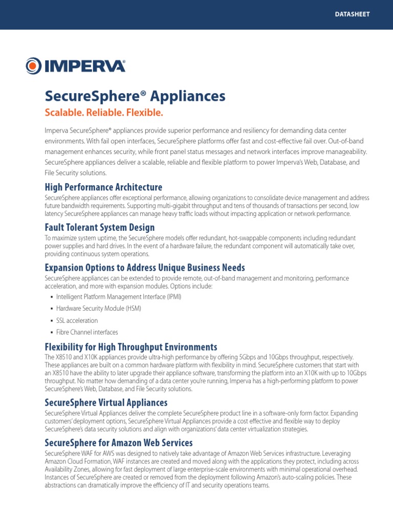 Securesphere® Appliances: Scalable. Reliable. Flexible | PDF | Amazon Web Services | Areas Of ...
