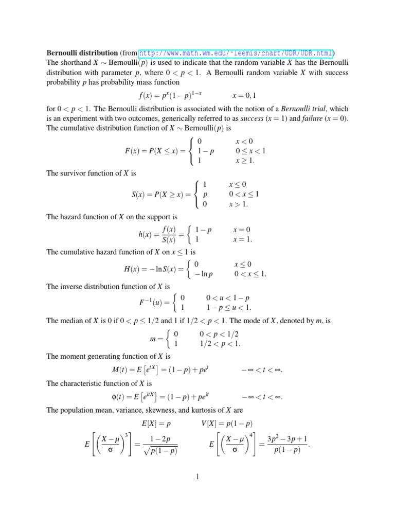 Bernoulli Distribution (From | PDF | Probability Distribution ...