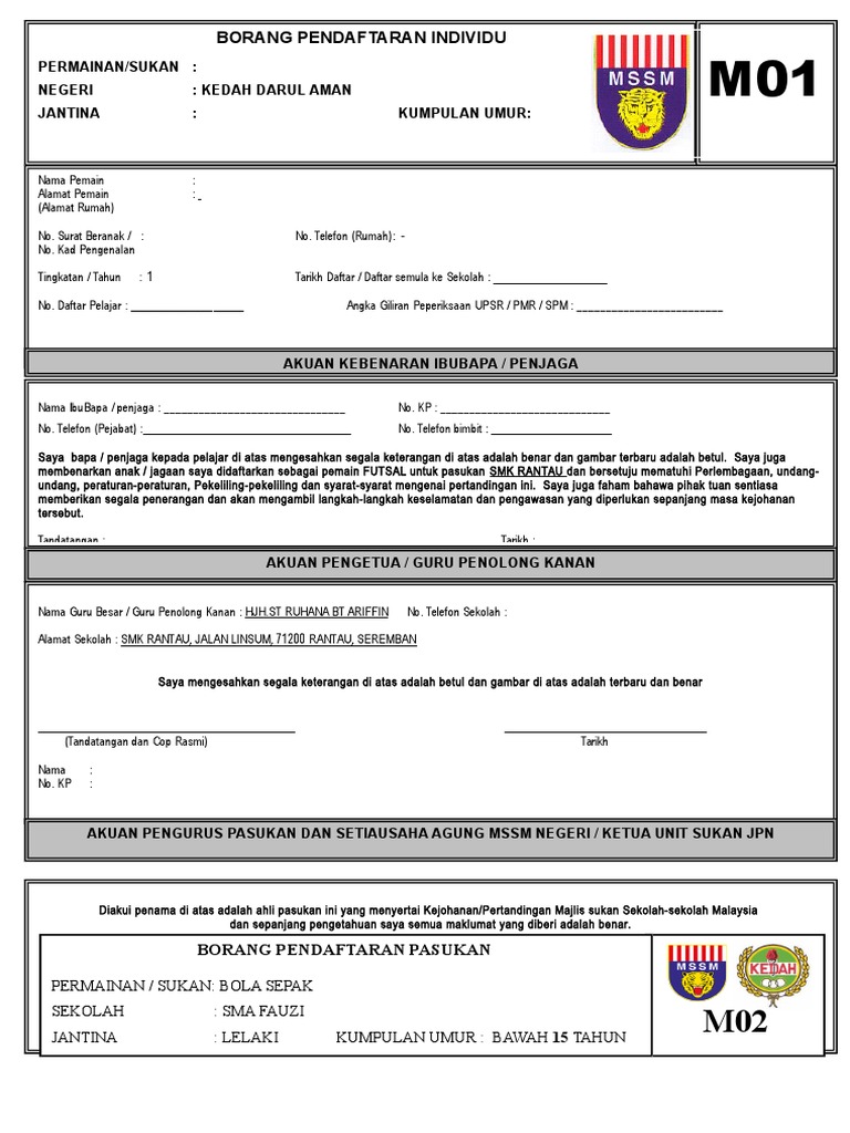 Borang m01 m02 B15 | PDF