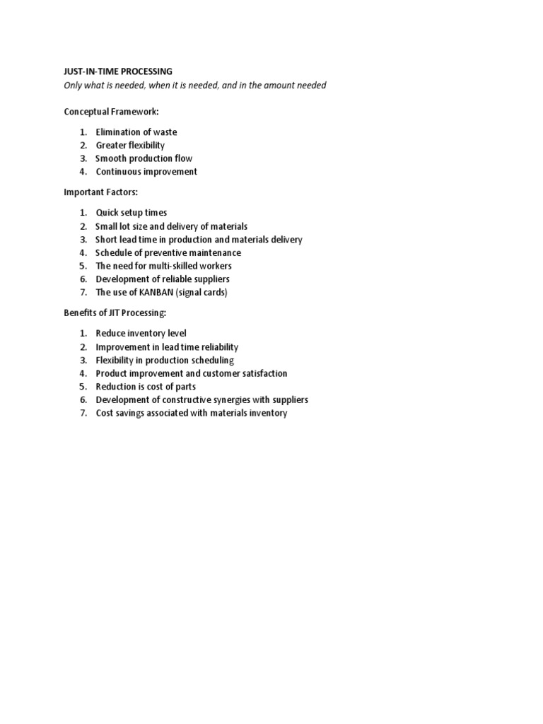 Only What Is Needed, When It Is Needed, and in The Amount Needed | PDF ...