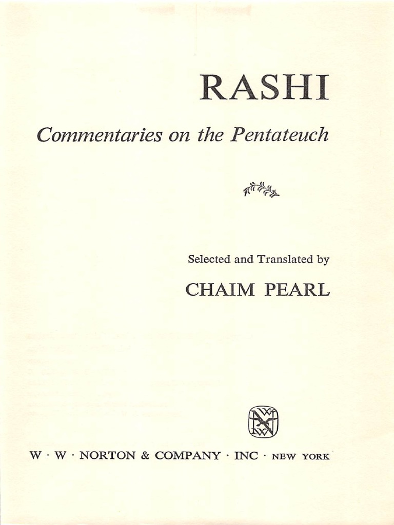 Rashi Commentary On The Pentateuch Chaim Pearl PDF | PDF | Talmud | Judaism