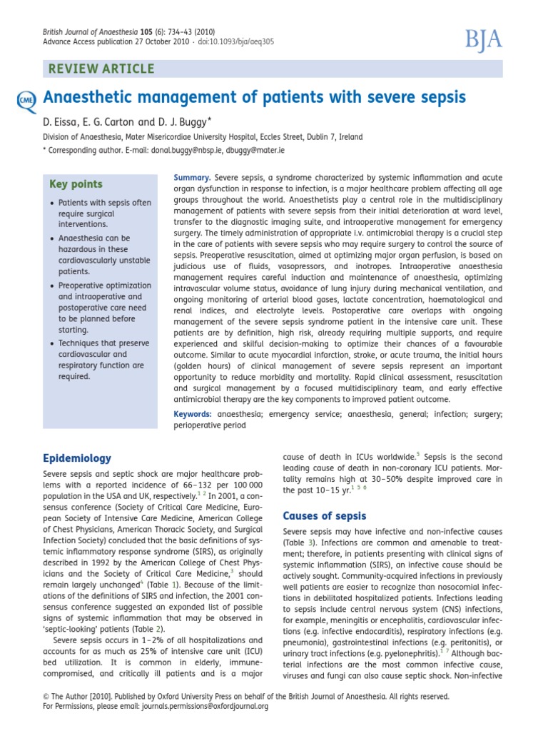 Anestesi Sepsis | PDF | Sepsis | Anesthesia
