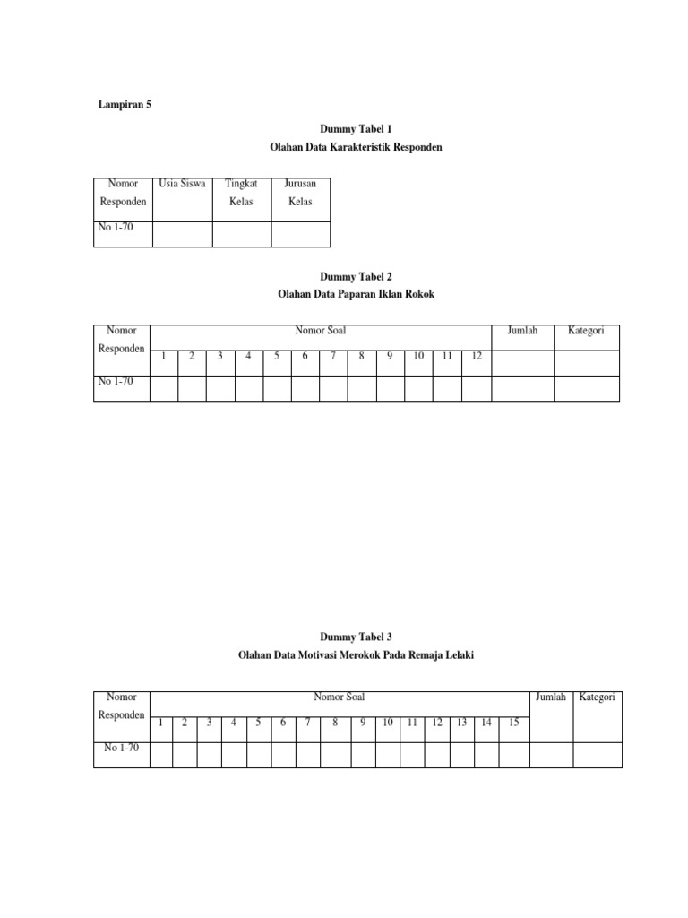 Lampiran 5 Dummy Tabel | PDF