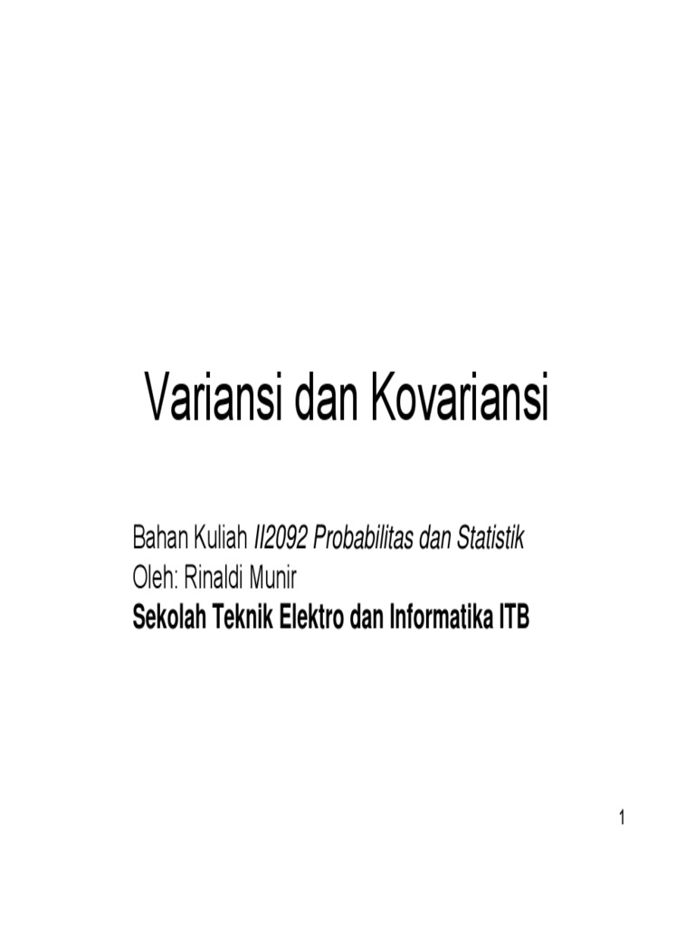 Variansi Dan Kovariansi | PDF | Metode & Bahan Ajar