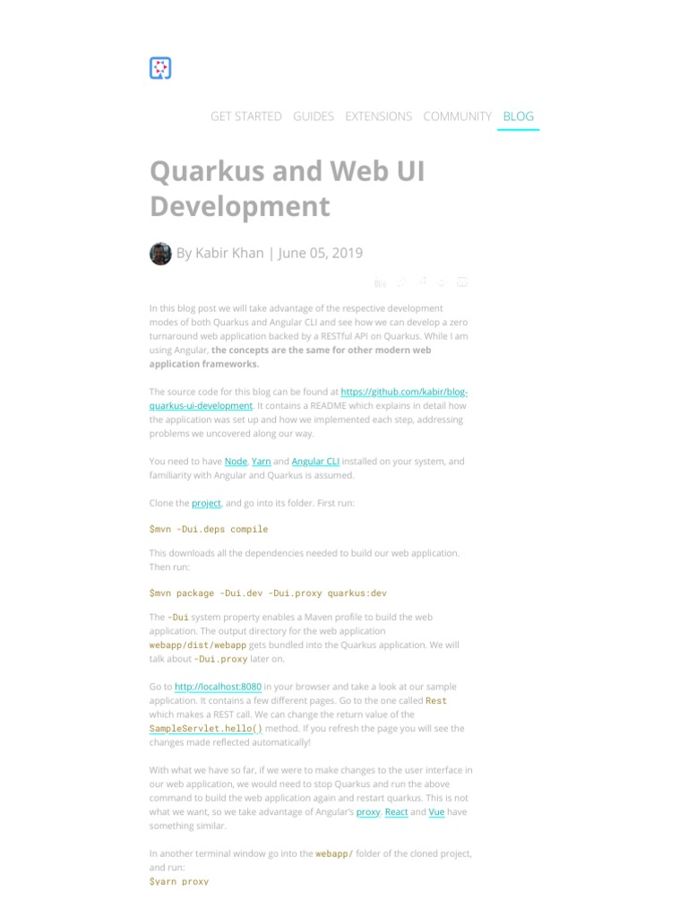 Quarkus and Web UI Development | PDF | Proxy Server | Representational State Transfer