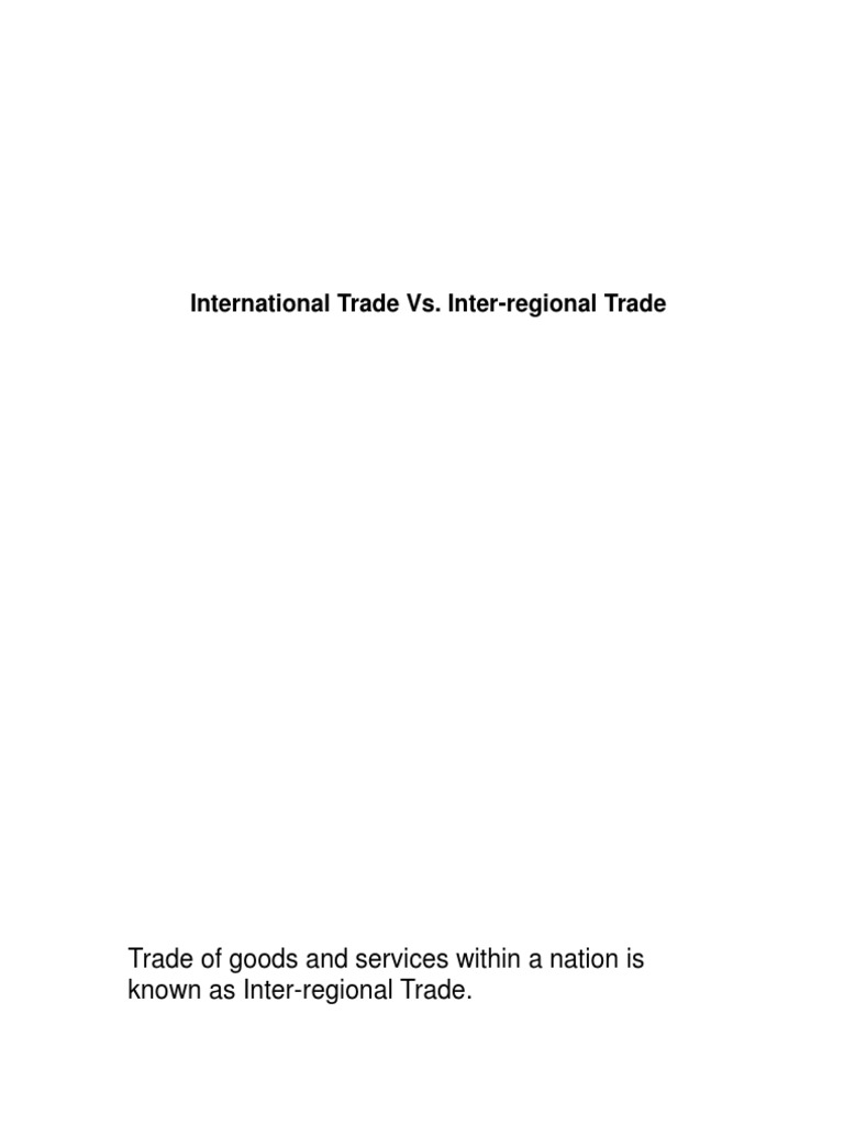 Inter Regional Trade | PDF | Trade | Exports