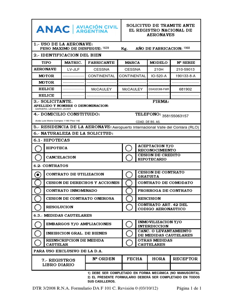 ANAC Formulario 101c