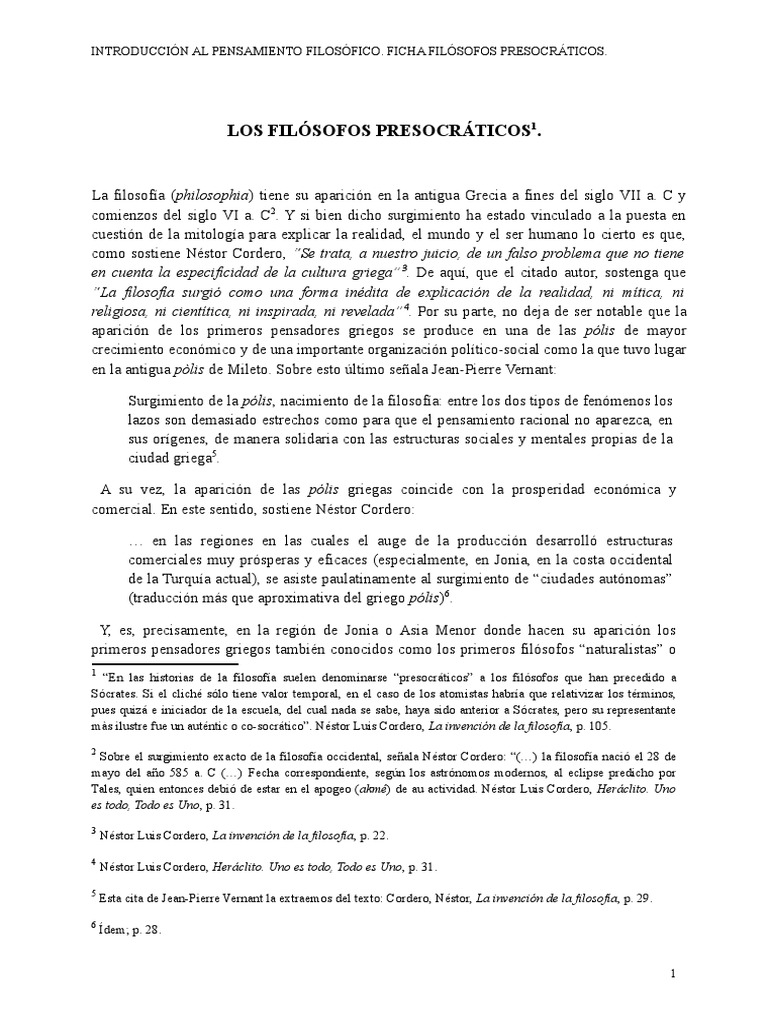 Filósofos Presocráticos | Descargar gratis PDF | Filosofía griega antigua | Metafísica