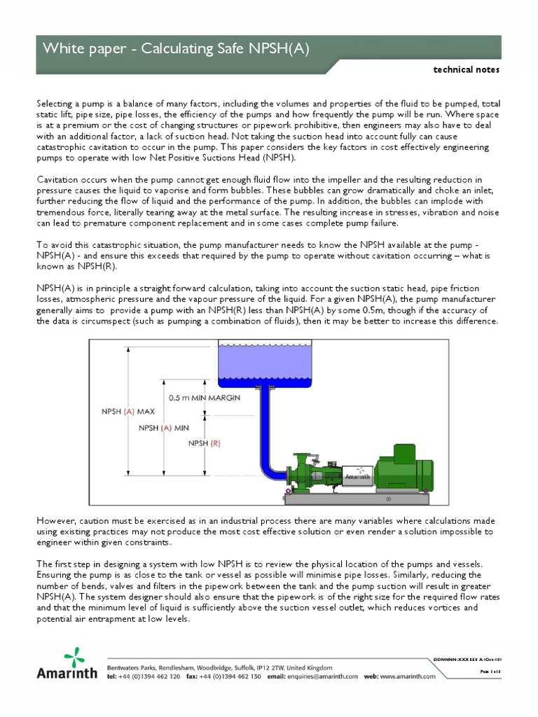 White Paper - Calculating Safe NPSH (A) | PDF | Pump | Chemical Engineering