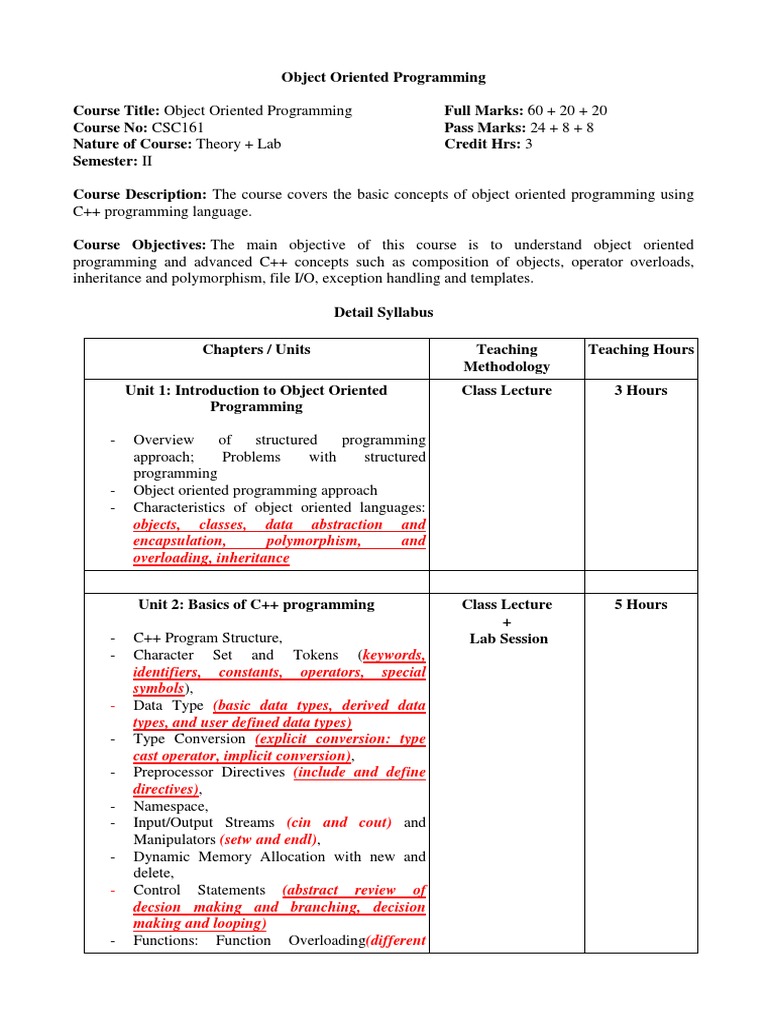Object Oriented Programming Csc161 Pdf Class Computer Programming Constructor Object