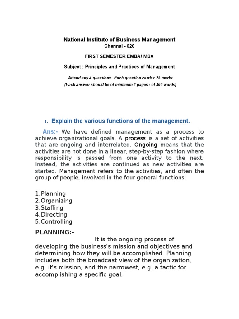 Principles and Management | PDF | Goal | Leadership