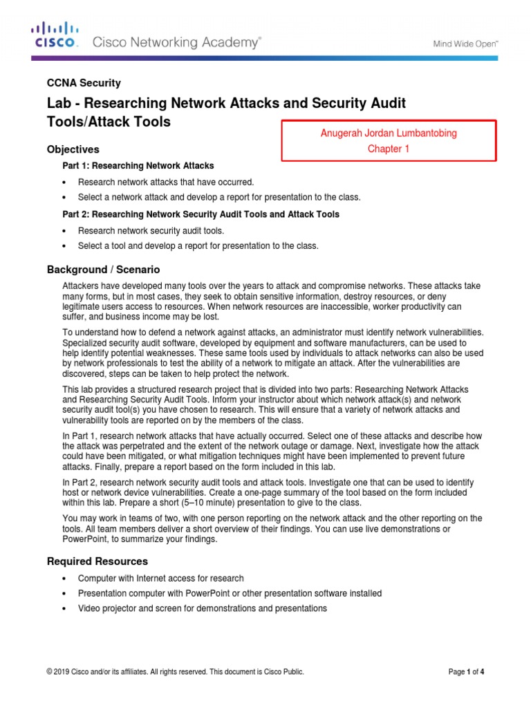 1.4.1.1 Lab - Researching Network Attacks and Security Audit Tools | PDF | Vulnerability ...