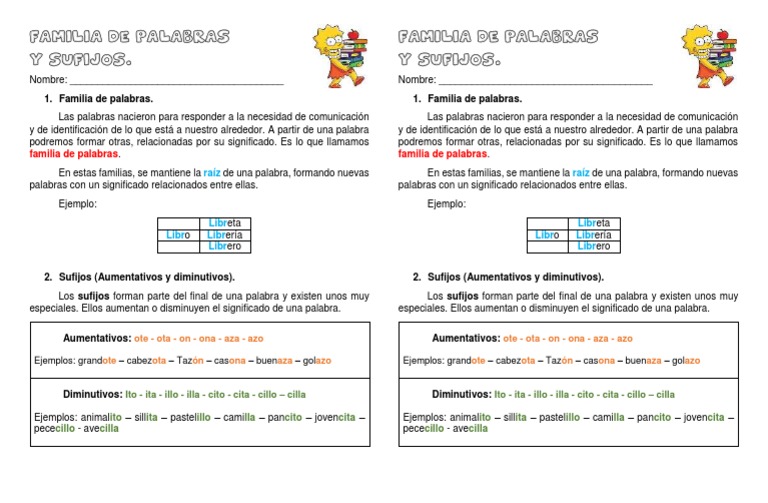 Familias de palabras y sufijos | PDF | Artes del Lenguaje y Comunicación