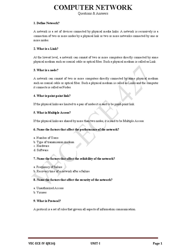 Computer Network Questions & Answer BY Sravan 427 | PDF | Internet ...