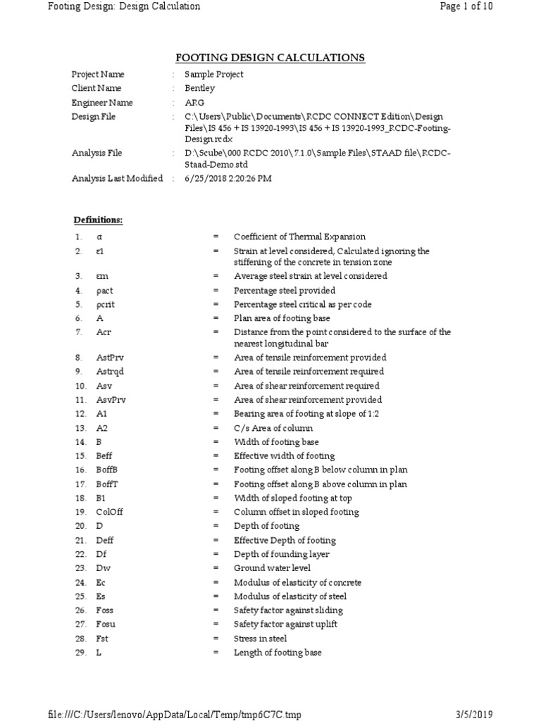 Footing Calculation PDF | PDF | Bending | Young's Modulus
