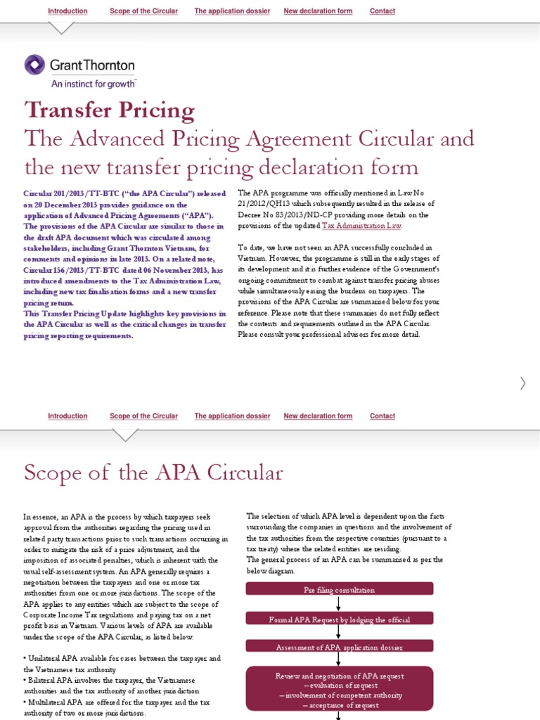 Transfer Pricing: The Advanced Pricing Agreement Circular and The New ...