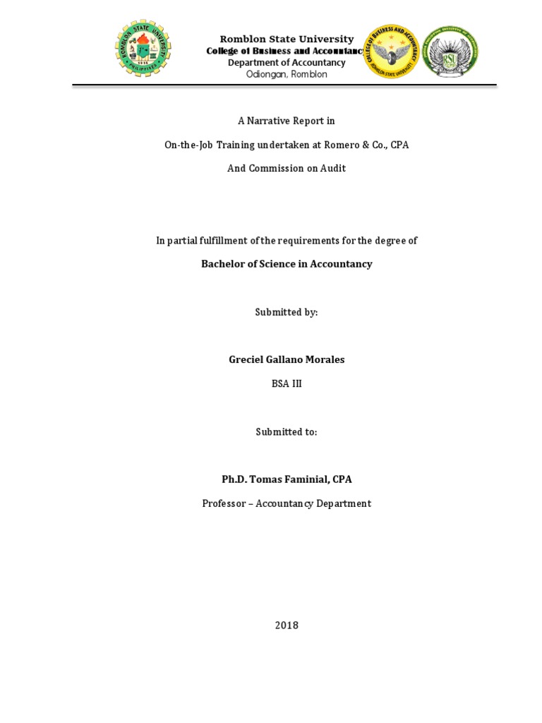 Narrative Report (OJT) | Accounting | Government | Free 30-day Trial ...