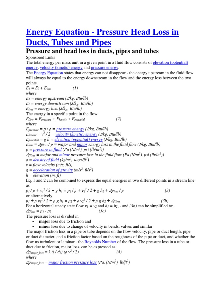 Energy Equation | PDF | Fluid Dynamics | Reynolds Number