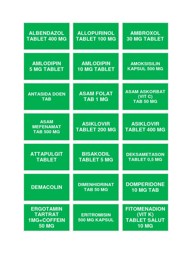 Label Nama Obat | PDF | Natural Products | Organic Compounds