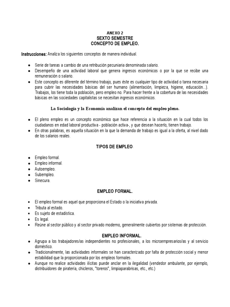 Tipos y Ejemplos de Empleo Formal | PDF | Salario | Auto-empleo