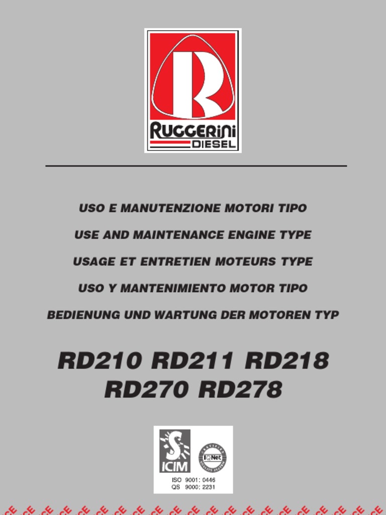 Ruggerini RD 210 270 | PDF | Diesel Engine | Motor Oil