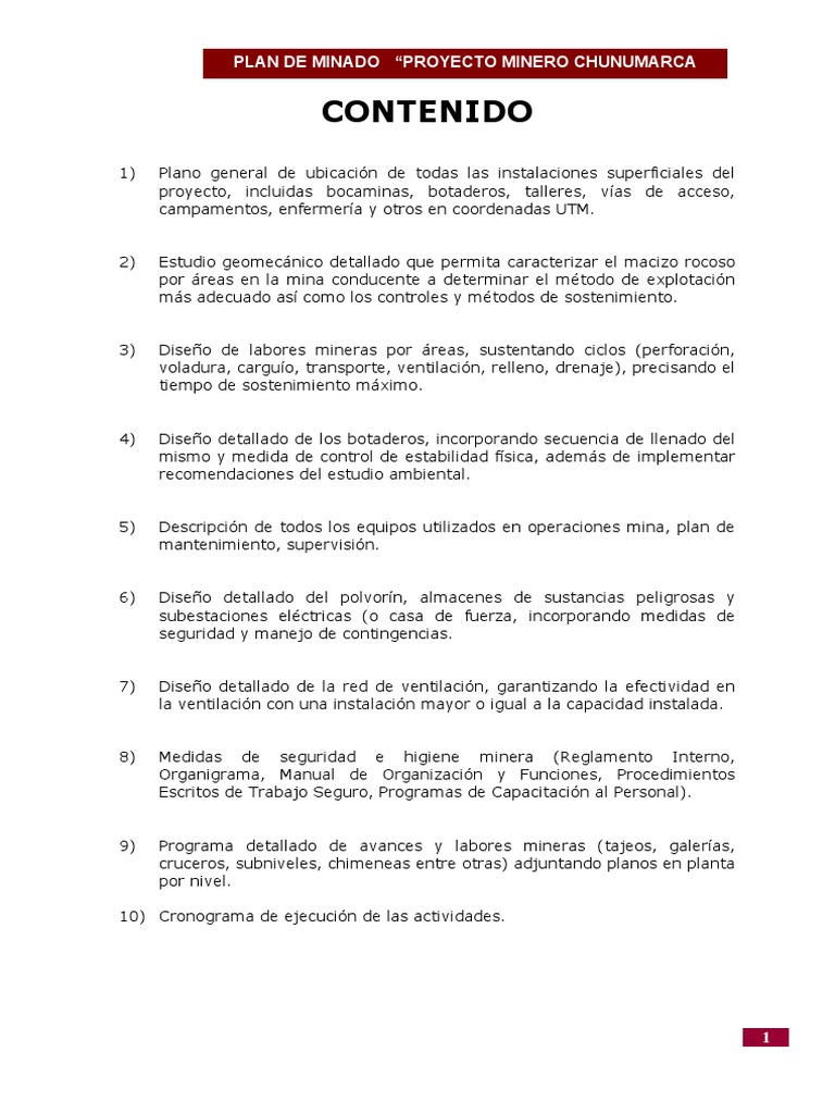 Plan de Minado Alma Minerals Peru S (1) .A. 2013 | PDF | Minería ...